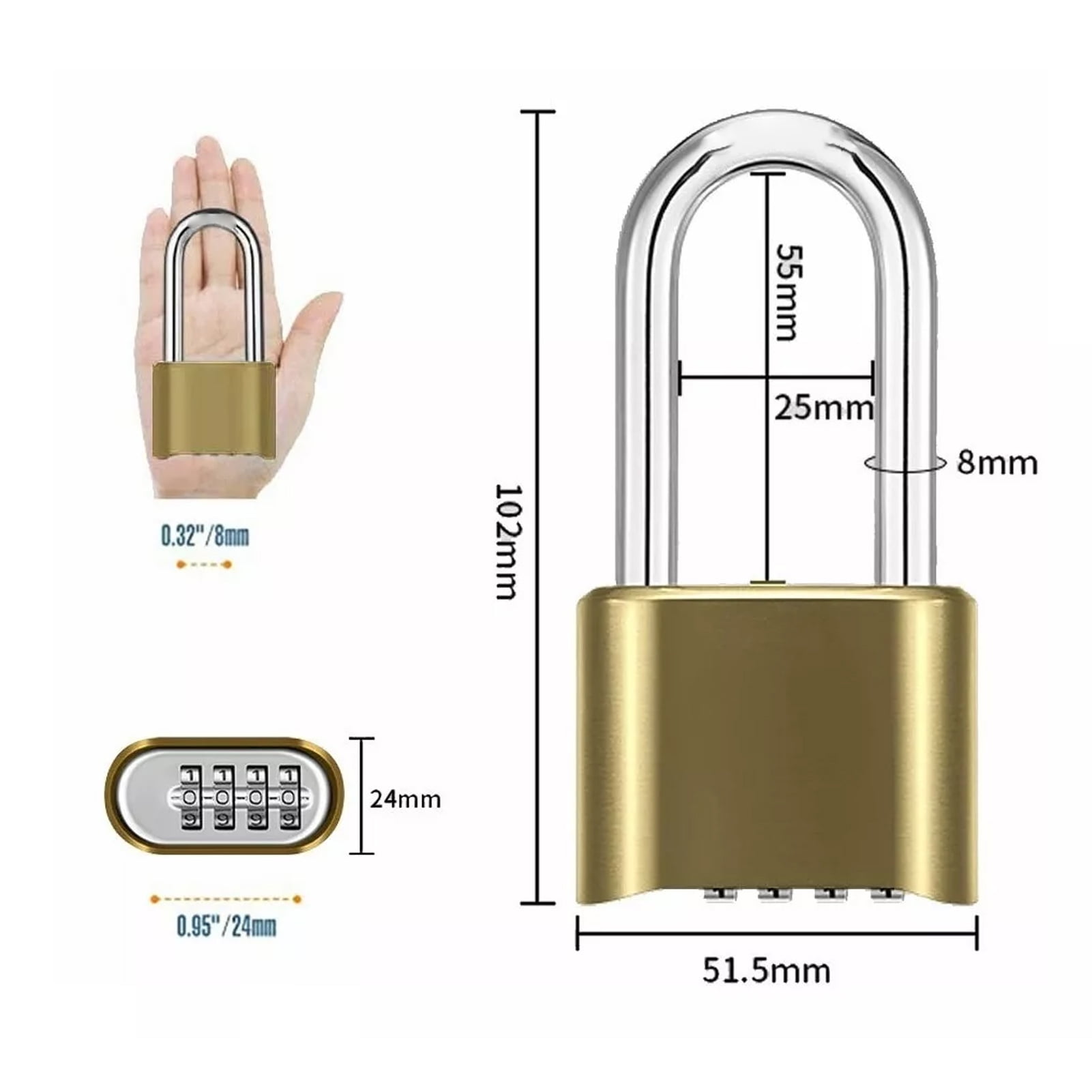 Click here for Unbranded Digit Padlock 4 Digit Combination Padloc... prices