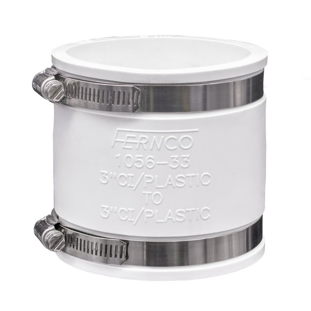 Fernco 1056-33 3" Flexible PVC Pipe Coupling for Cast Iron and Plastic ...