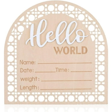 shyuyusa Newborn Announcement Sign, Wooden Hello World Sign Baby ...
