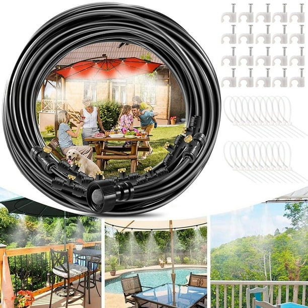 Misting Cooling System 50 FT Misting Hose + 18 Mist Nozzles + 1 Adapter ...