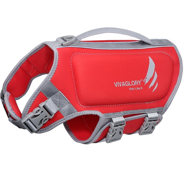 VIVAGLORY Dog Life Jacket Neoprene Vest for Swimming, Sports Style, Red ...