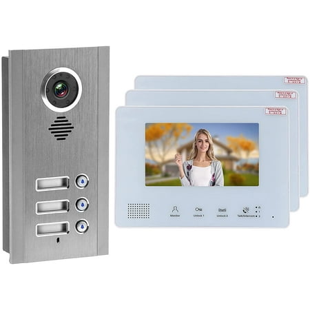 2 Wire Video Door Phone with 3x 7in TFT LCD Screen Display, Visual ...
