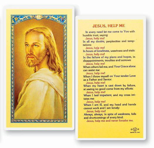 Jesus Help Me Laminated Catholic Prayer Holy Card with Prayer on Back ...