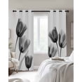 Black Grey Tulip Blackout Curtains 45 Inches Long,Thermal Insualted ...
