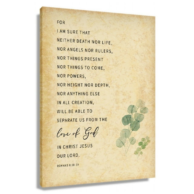 Romans 8 38-39 Wall Art Bible Verse Poster Green Leaves Canvas Artwork ...