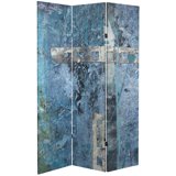 Oriental Furniture 6 ft. Tall Blue Dream Canvas Room Divider - 3 Panel ...