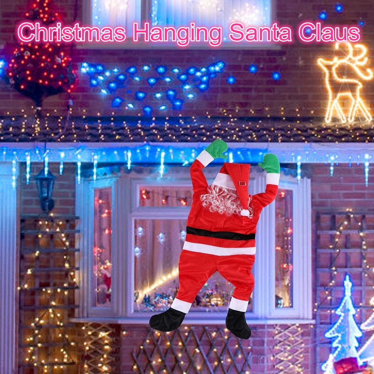 Christmas Fun Hanging Climbing Santa Claus Decoration Yard Party Indoor ...