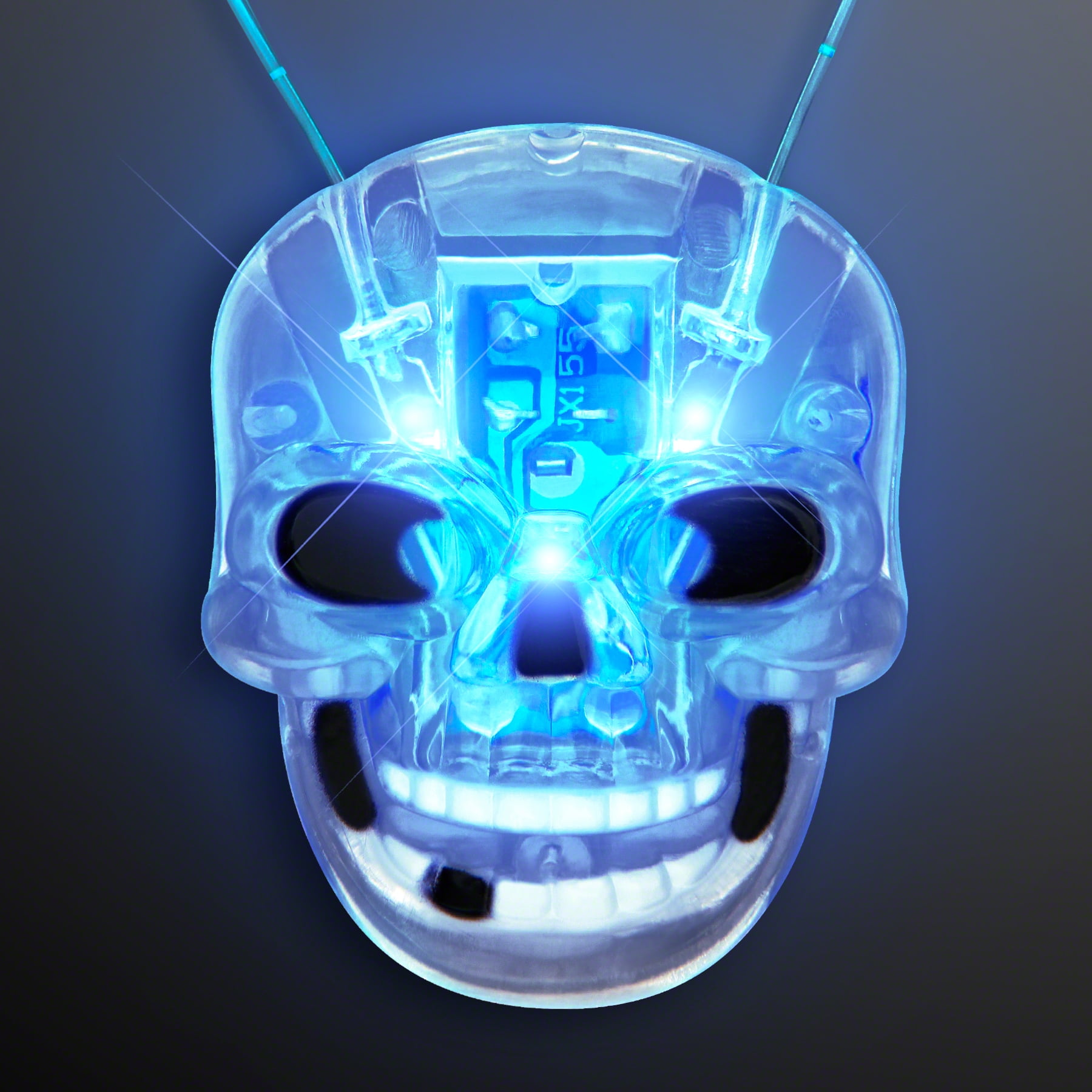 blue flashing led light up skeleton skull necklace - Walmart.com