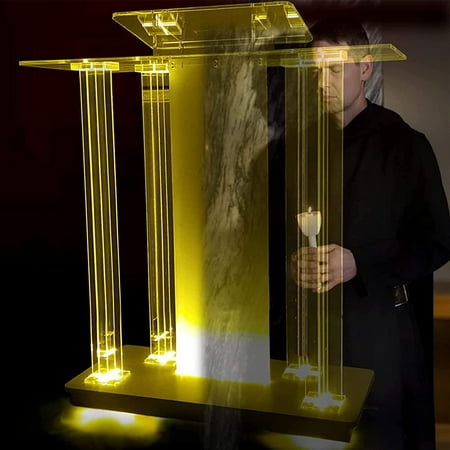 Rolling Podium, Acrylic Pulpits MDF Podium with Casters, Luxurious ...