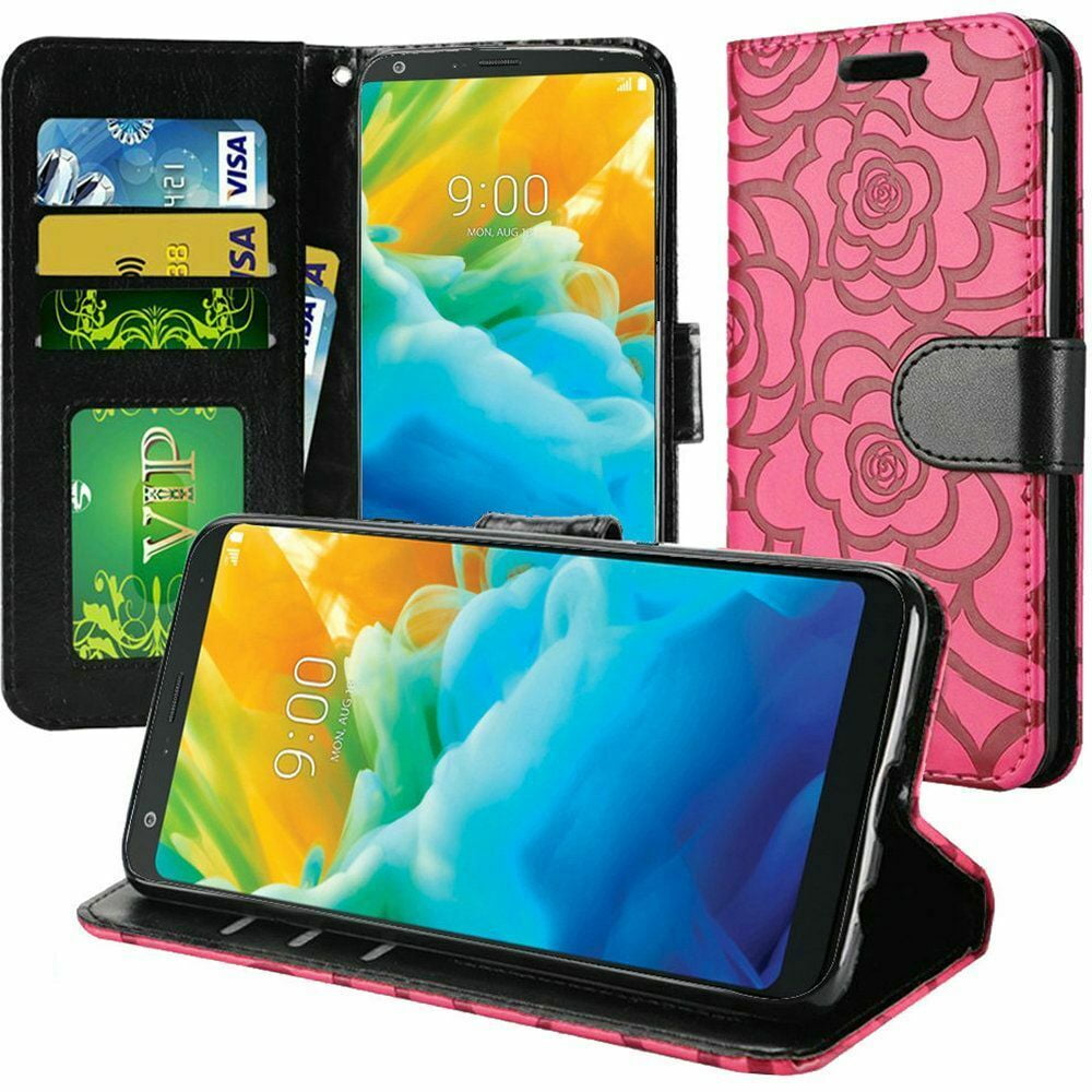 For LG Stylo 5 Premium ROSE Leather Wallet Case Pouch Flip Phone Cover ...