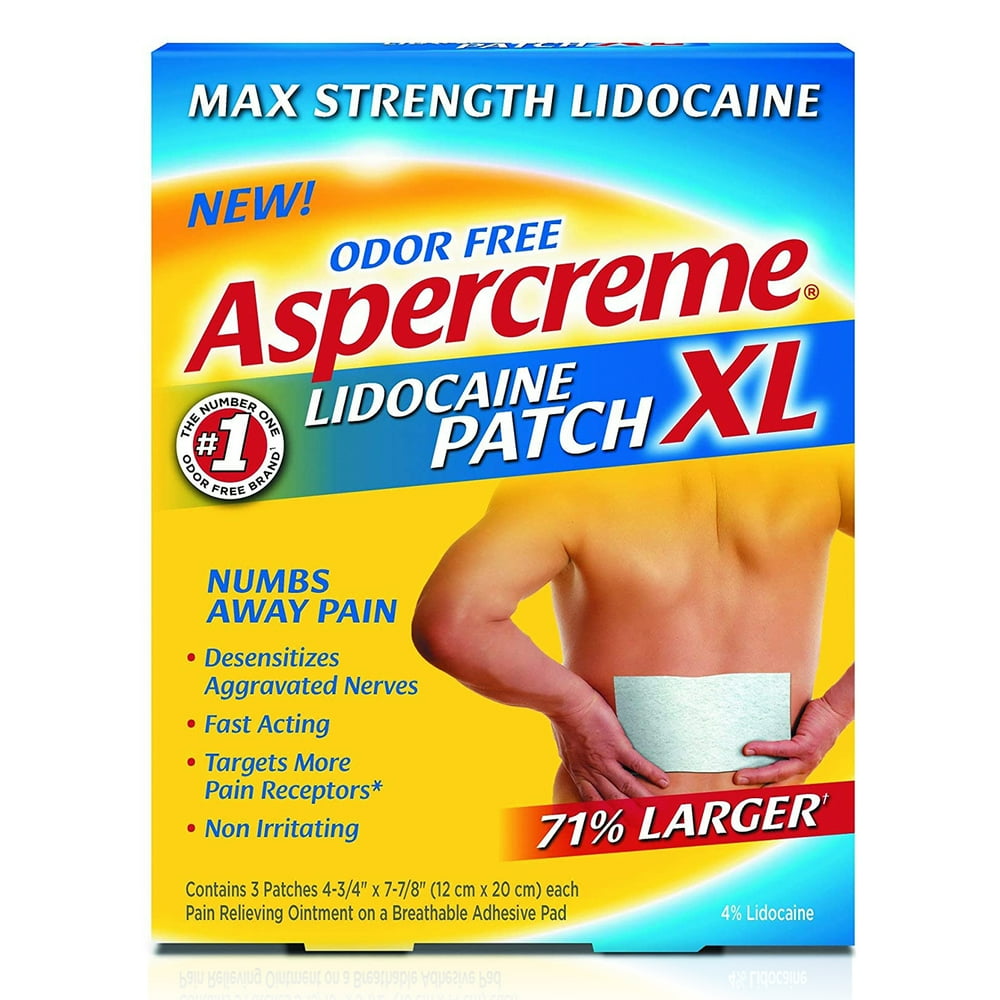 Aspercreme Lidocaine Max Strength XL Patch (3 Ct), Odor Free - Walmart.com - Walmart.com