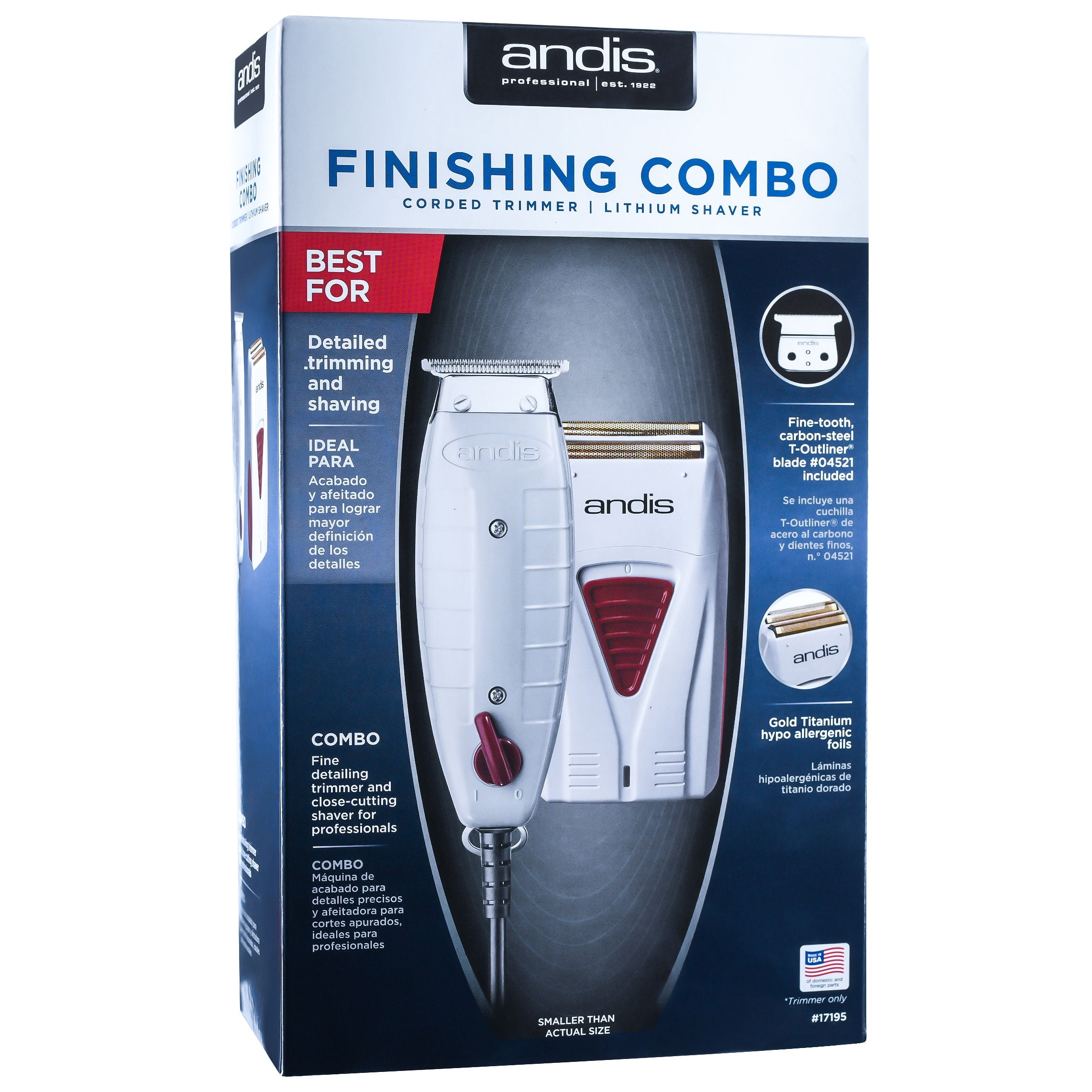 Andis Professional Finishing Combo, T-Outliner Beard/Hair Trimmer with ...