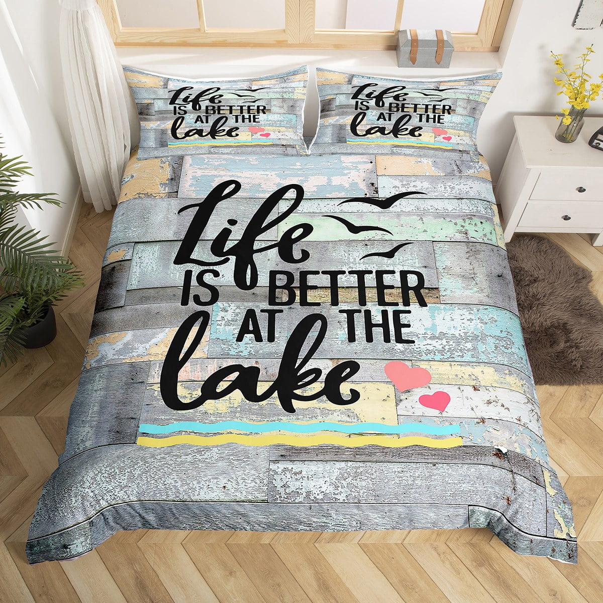 Lake Life Decor Bedding Set Ocean Seagull Comforter Cover for Adults ...