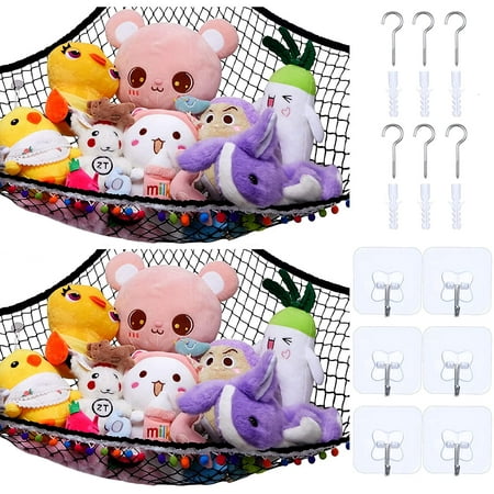2 Pieces Jumbo Stuffed Animal Hammock 70 Inch, Large Stuffed Toy Net ...