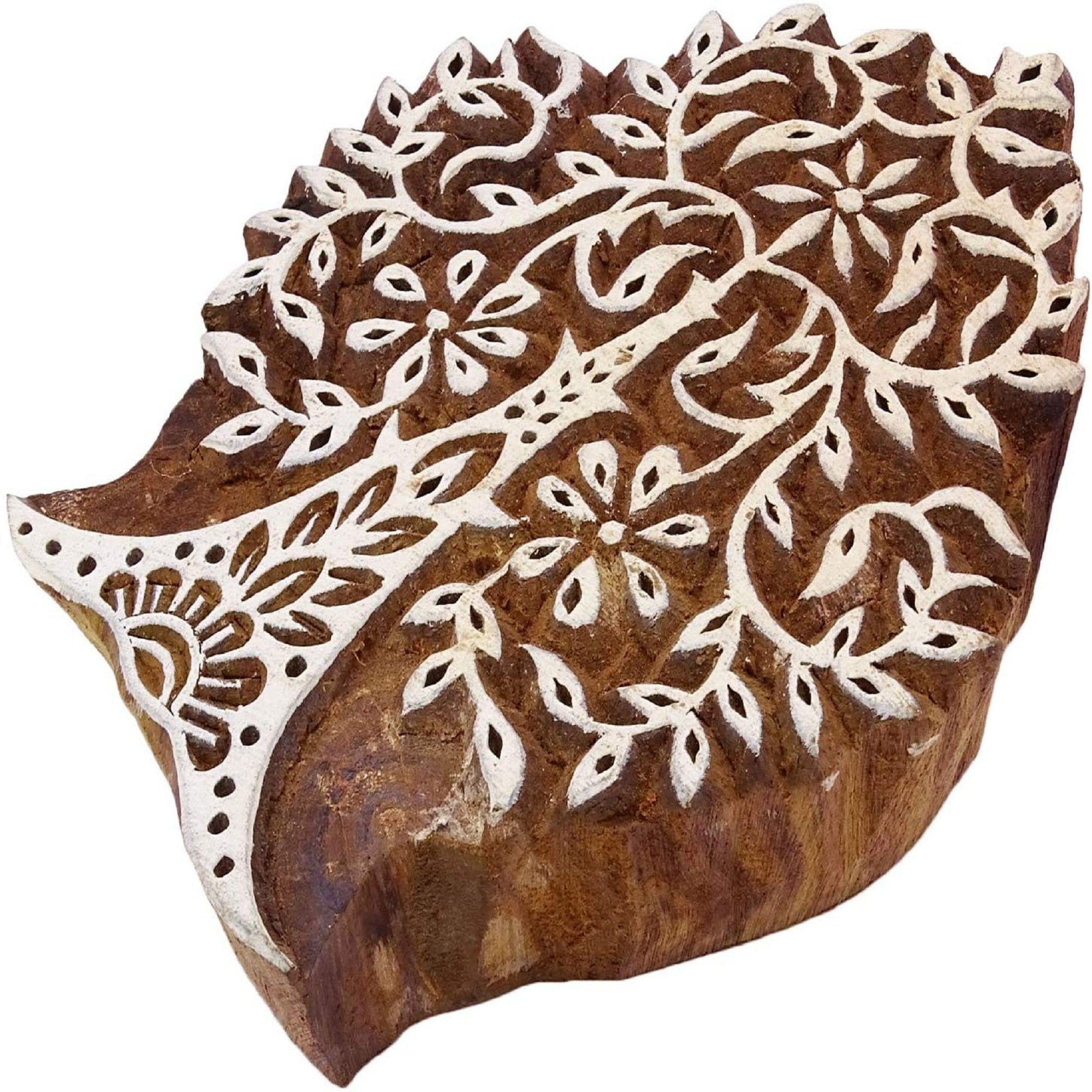 Hand Carved Tree Stamp Brown Wooden Textile Stamp Indian Printing Block ...