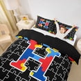 Catabedysis Black Puzzle Print Bedding,Jigsaw Initial Pattern Duvet ...