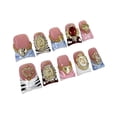 JUNXIAO-Handmade Press on Nails Short Leopard French Tip False Nails ...
