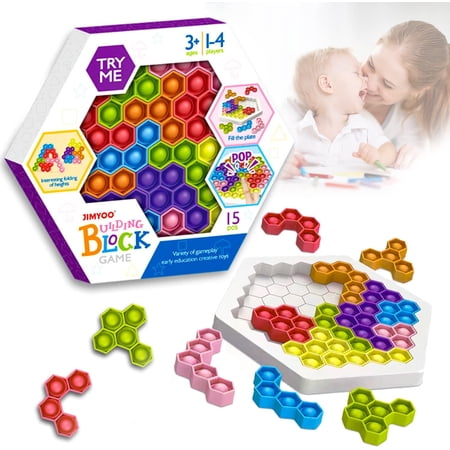 Pop Puzzle Fidget Game, Hexagon Jigsaw Push Bubble Sensory Fidget Toys ...
