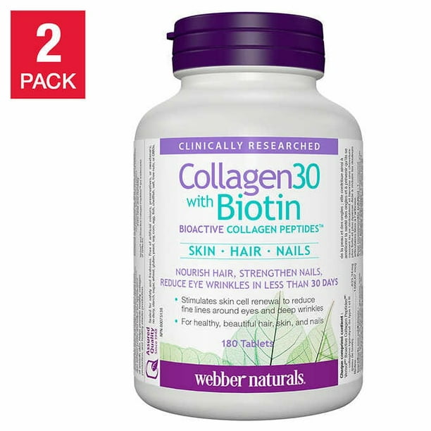 webber naturals Collagen 30 with Biotin Tablets, 180-count, 2-pack ...