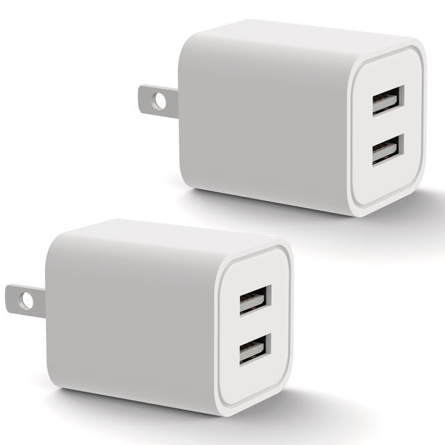 USB Wall Charger, 5V/2.4A Travel Charger Dual-Port USB Brick Base ...