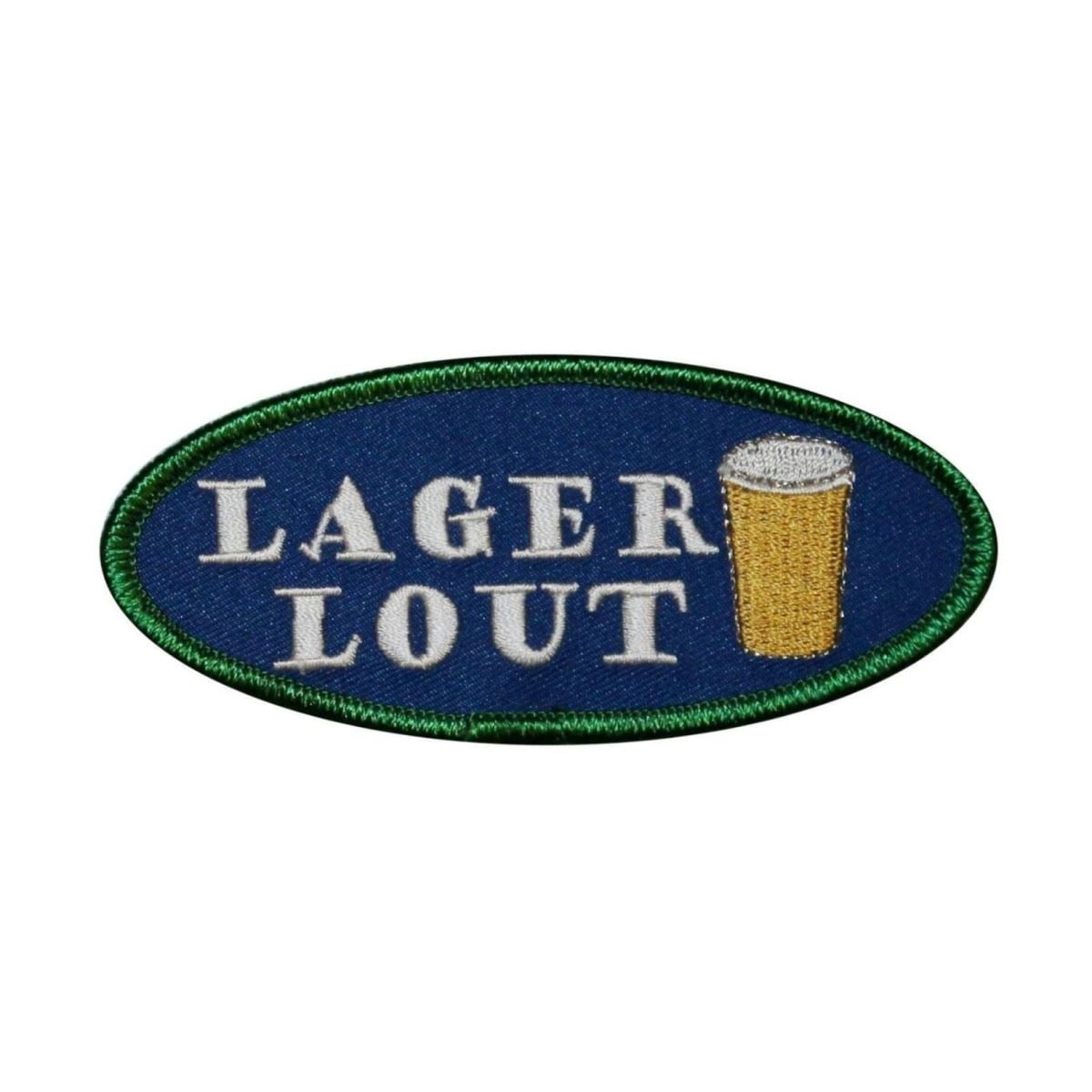 Lager Lout Beer Patch Novelty Name Tag Badge Sign Embroidered Iron On ...