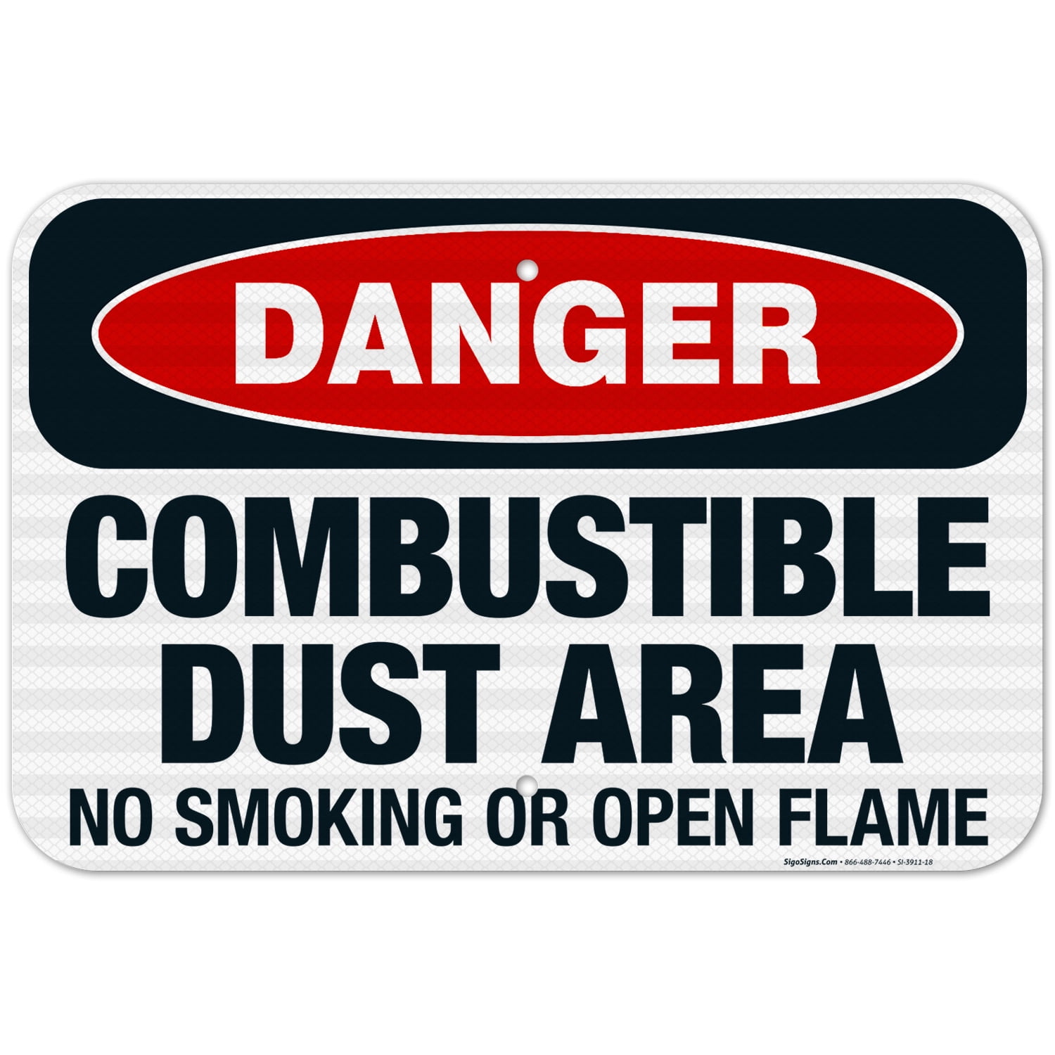 Combustible Dust Area No smoking Or Open Flame Sign, OSHA Danger Sign ...