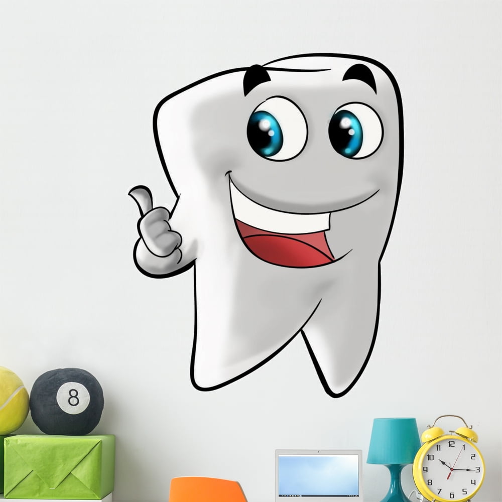 Smiling Molar Tooth Wall Decal Mural by Wallmonkeys Vinyl Peel and ...