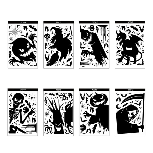 8PCS Window Sticker Scary Creepy Glass Window Decal Double Sided Window ...