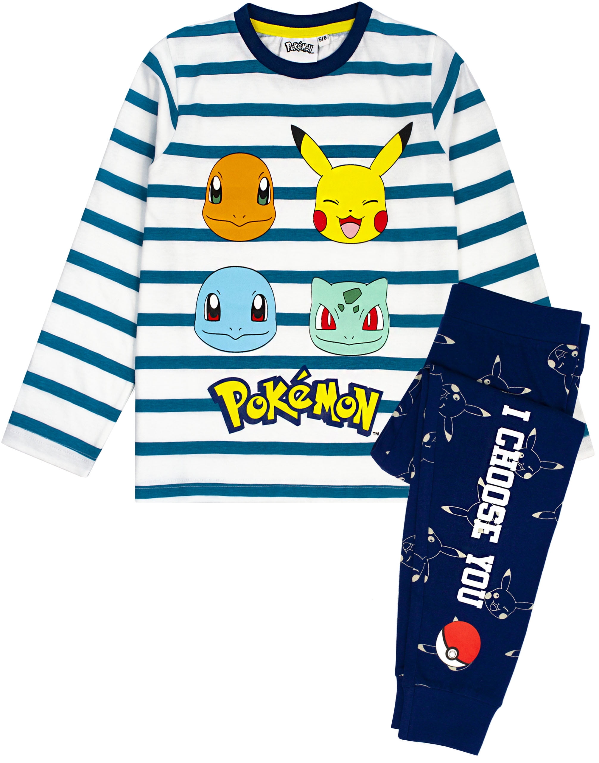 Pokemon Pyjama Unisexe Enfants Blanc multi-Personnages Manches Longues ...