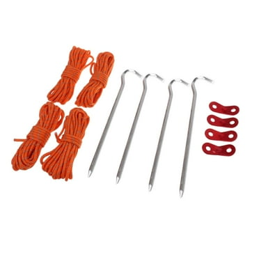 Fishbone Tent Stakes with Spring Rope Hook Cord Adjuster Tensioner Kit ...