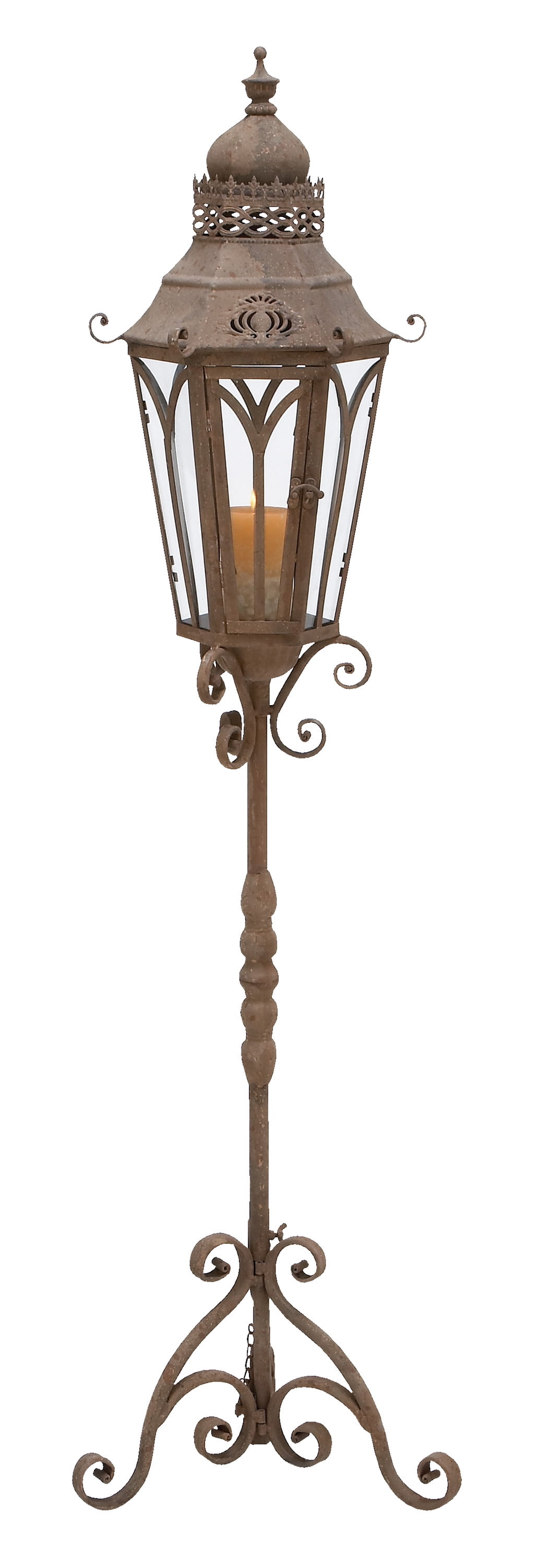DecMode Brown Metal Tall Standing Decorative Candle Lantern - Walmart.com