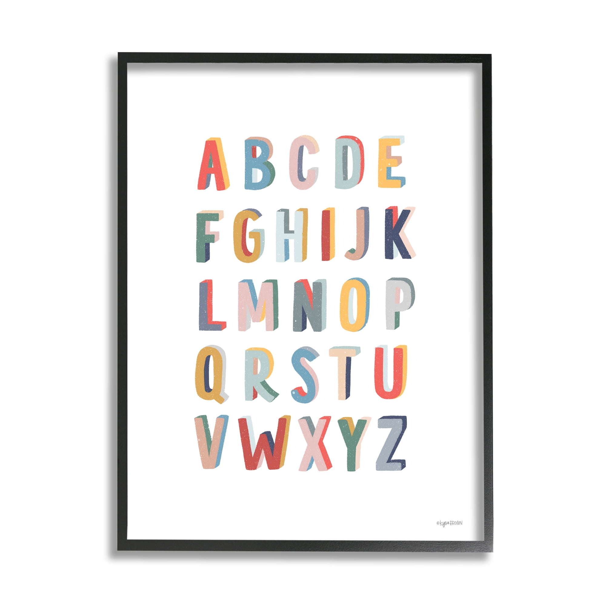 Stupell Industries Simple Alphabet Block Letters Symbols Design, 11 x ...