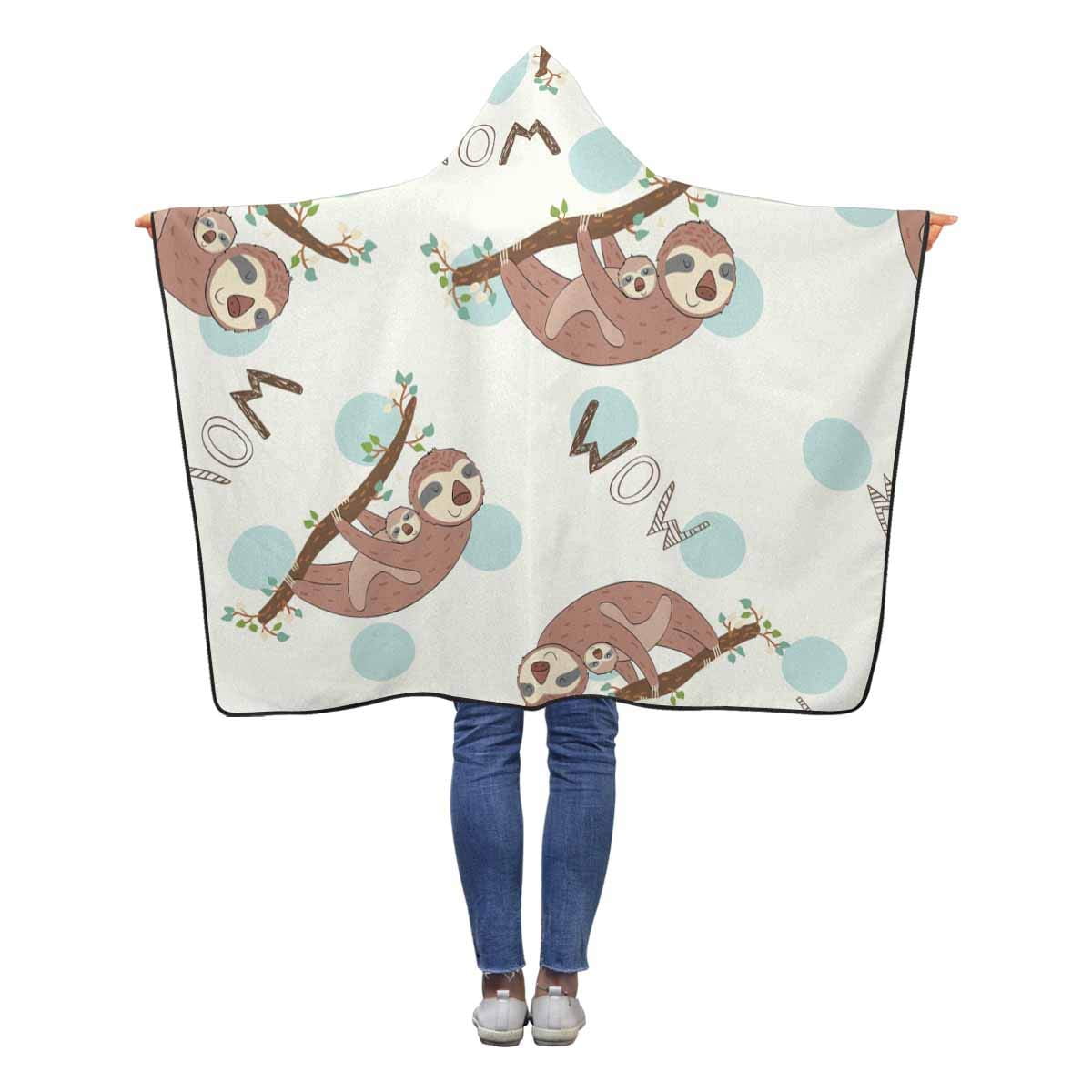 ASHLEIGH Cute Sloth Mom Baby Wearable Hooded Blanket 40x50 inches ...