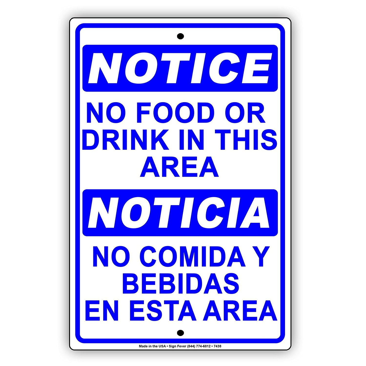 OSHA Notice No Food Or Drink In This Area NOTICIA No Comida Y Bebidas ...