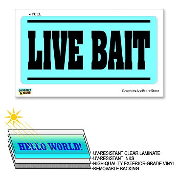 Live Bait Worms Fishing - 12 in x 6 in - Laminated Sign Window Business ...