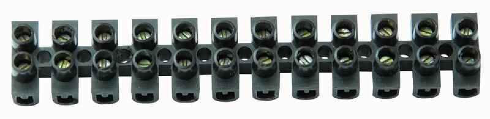 PRO POWER - 12-Way Terminal Block, 10A, Polyethylene, Black (Pack of 10 ...