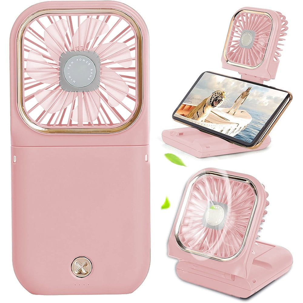 Zeeyh Handheld Portable Fan,Rechargeable Power Bank USB Mini Fan, Small ...