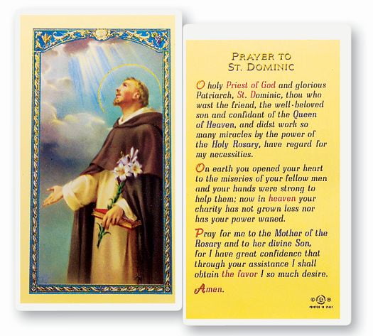 Prayer to Saint Dominic Laminated Catholic Prayer Holy Card with Prayer ...