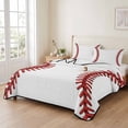 Baseball Stitches Texture 3 Pieces Quilt Set,1 Quilt with 2 Shams ...