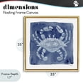 Stupell Industries White Crab on Indigo Gold Framed Floater Canvas Wall ...