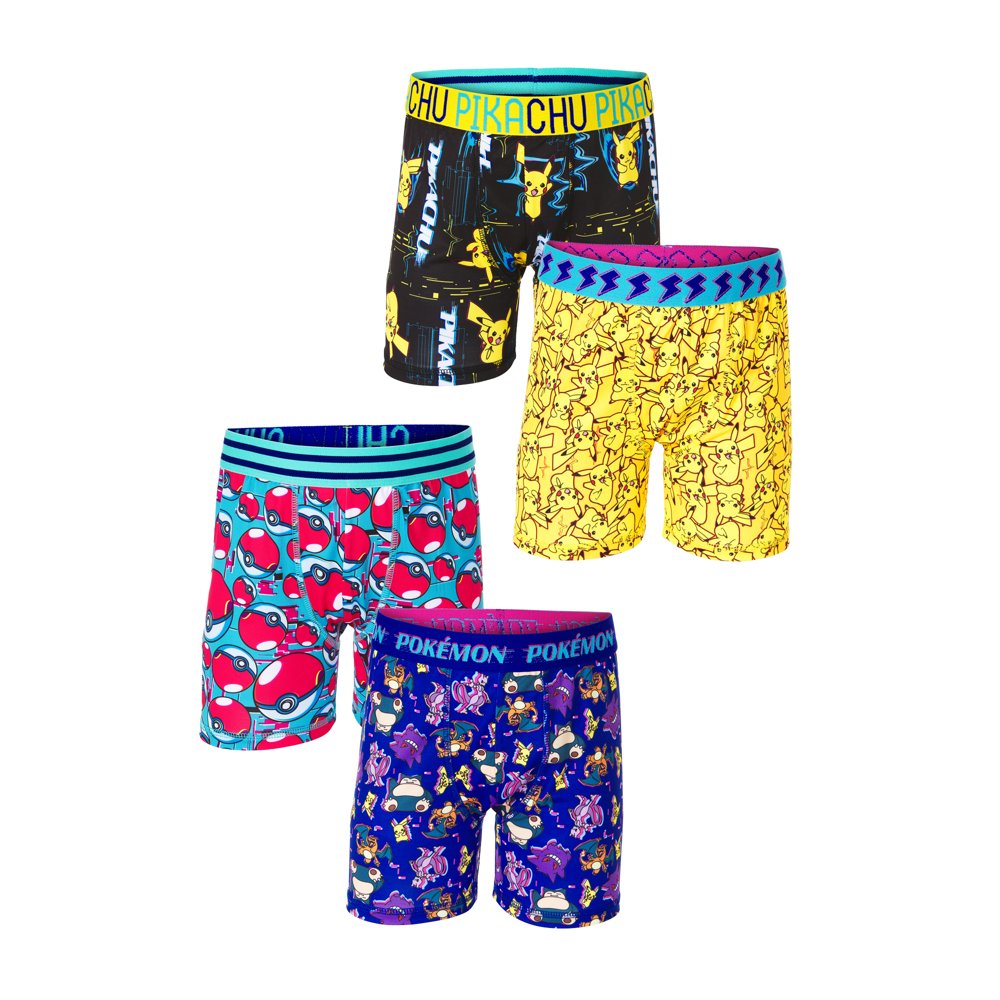 Pokémon - Pokemon Boys Underwear, 4 Pack Athletic Boxer Briefs Sizes 4 ...