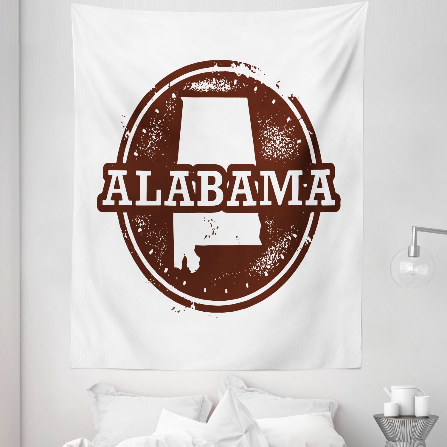 Alabama Tapestry, Vintage Style Alabama Map Outline on Weathered ...