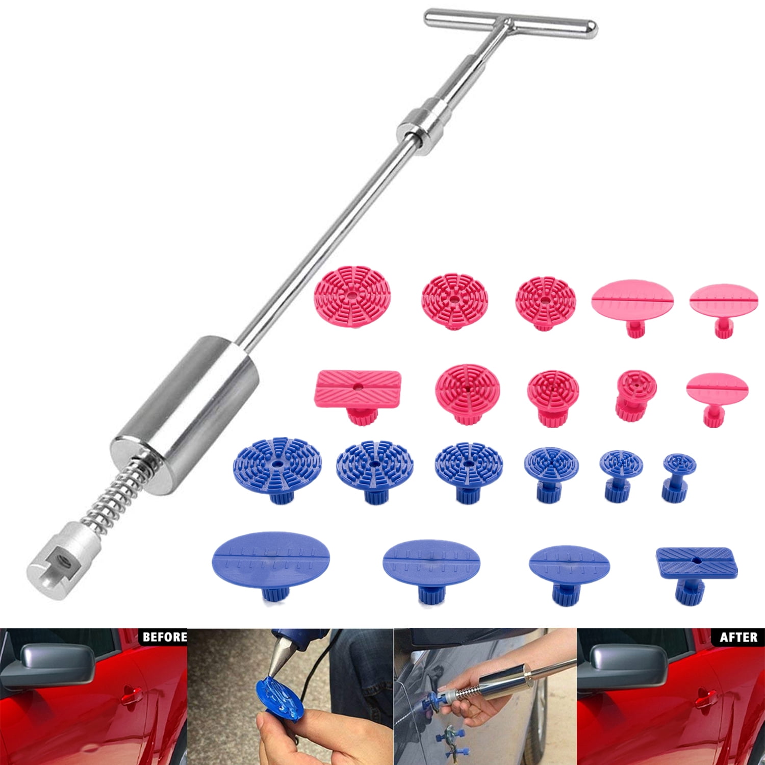 Paintless Dent Repair Puller Kit - Puller Grip PRO Slide Hammer T-Bar ...