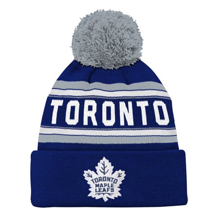 Youth Toronto Maple Leafs NHL Wordmark Jacquard Cuffed Knit Pom Pom ...