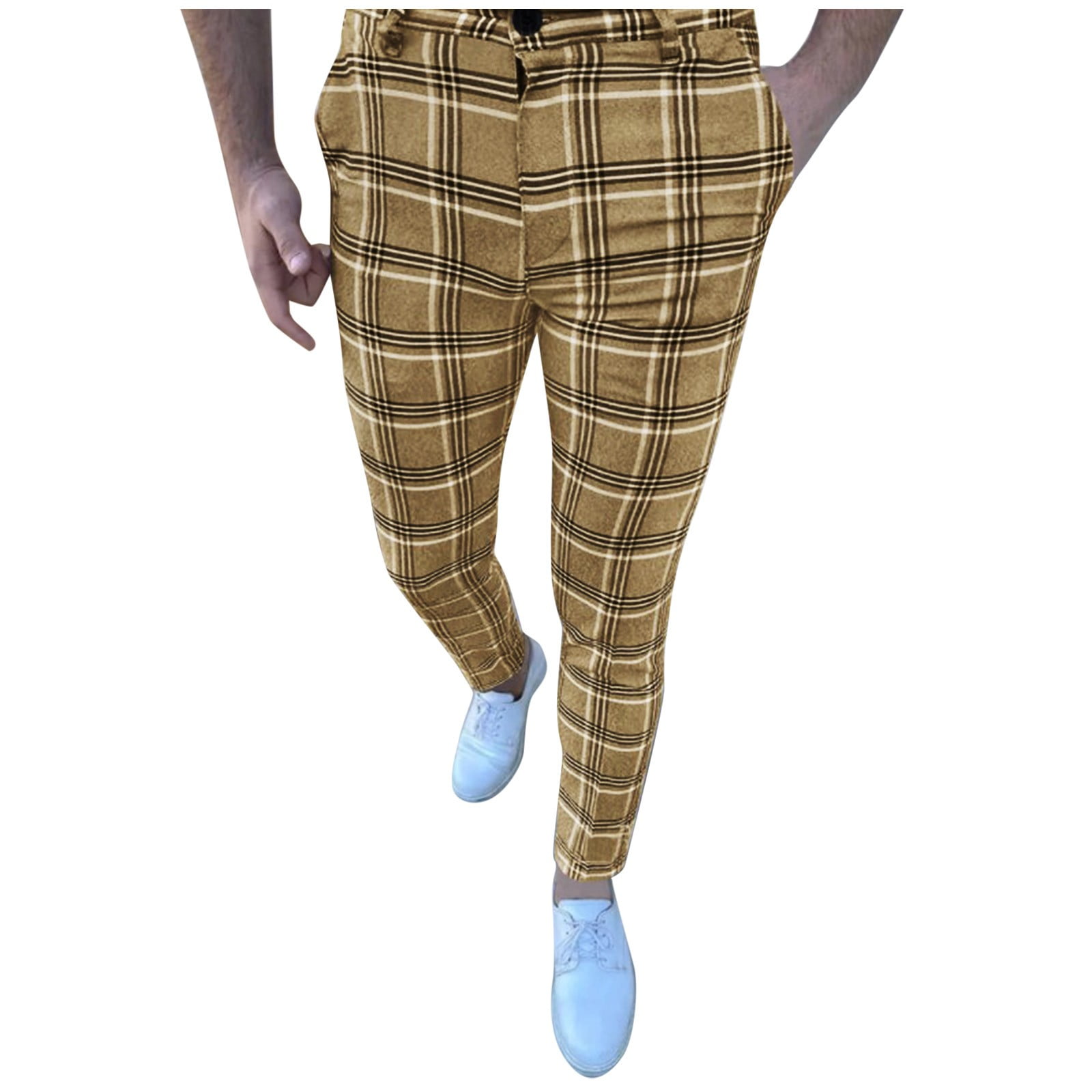 Outfmvch men's pants ed Mid Waist Fit Stretch Dress Pencil Long pants ...