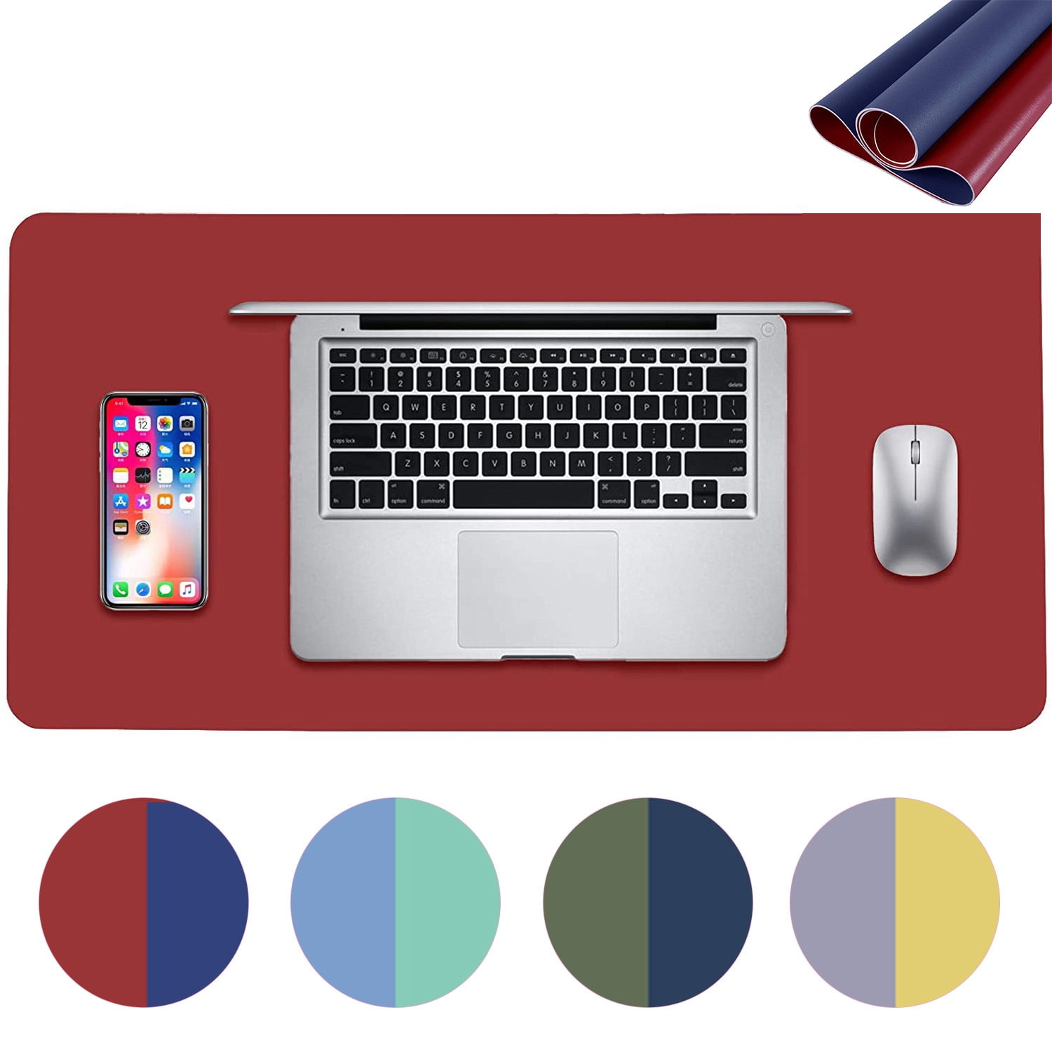 CJC Non-Slip Desk Pad Mouse Pad, Dual Sided Waterproof PVC Leather ...