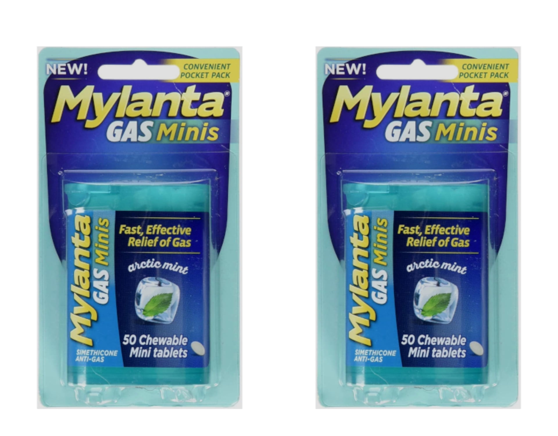 Mylanta Gas Minis, Artic Mint, 50 Count - Pack of 2 - Walmart.com