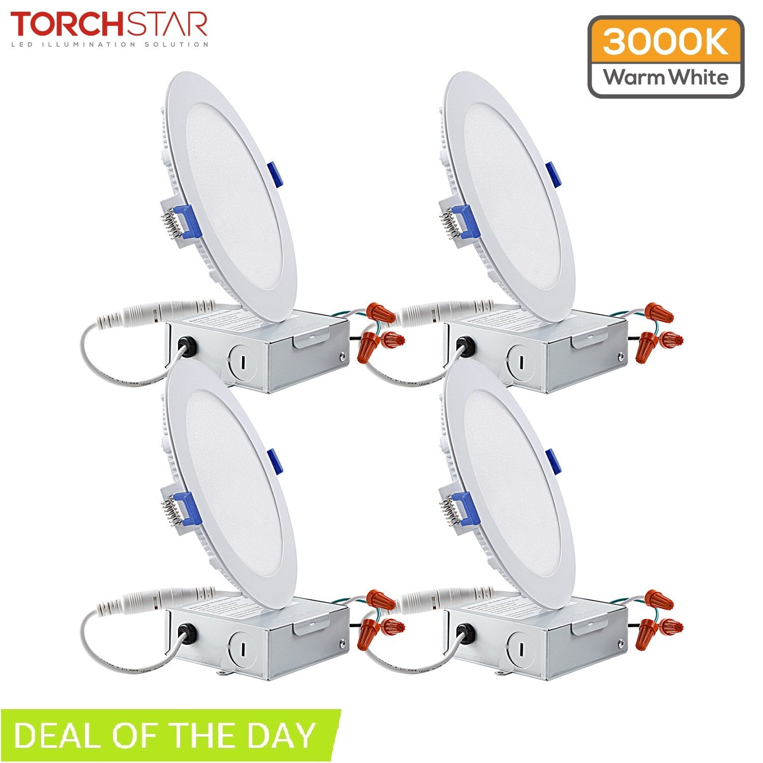 TORCHSTAR 6 Inch 12W Dimmable Slim LED Downlight with J-Box, 100W Eqv ...