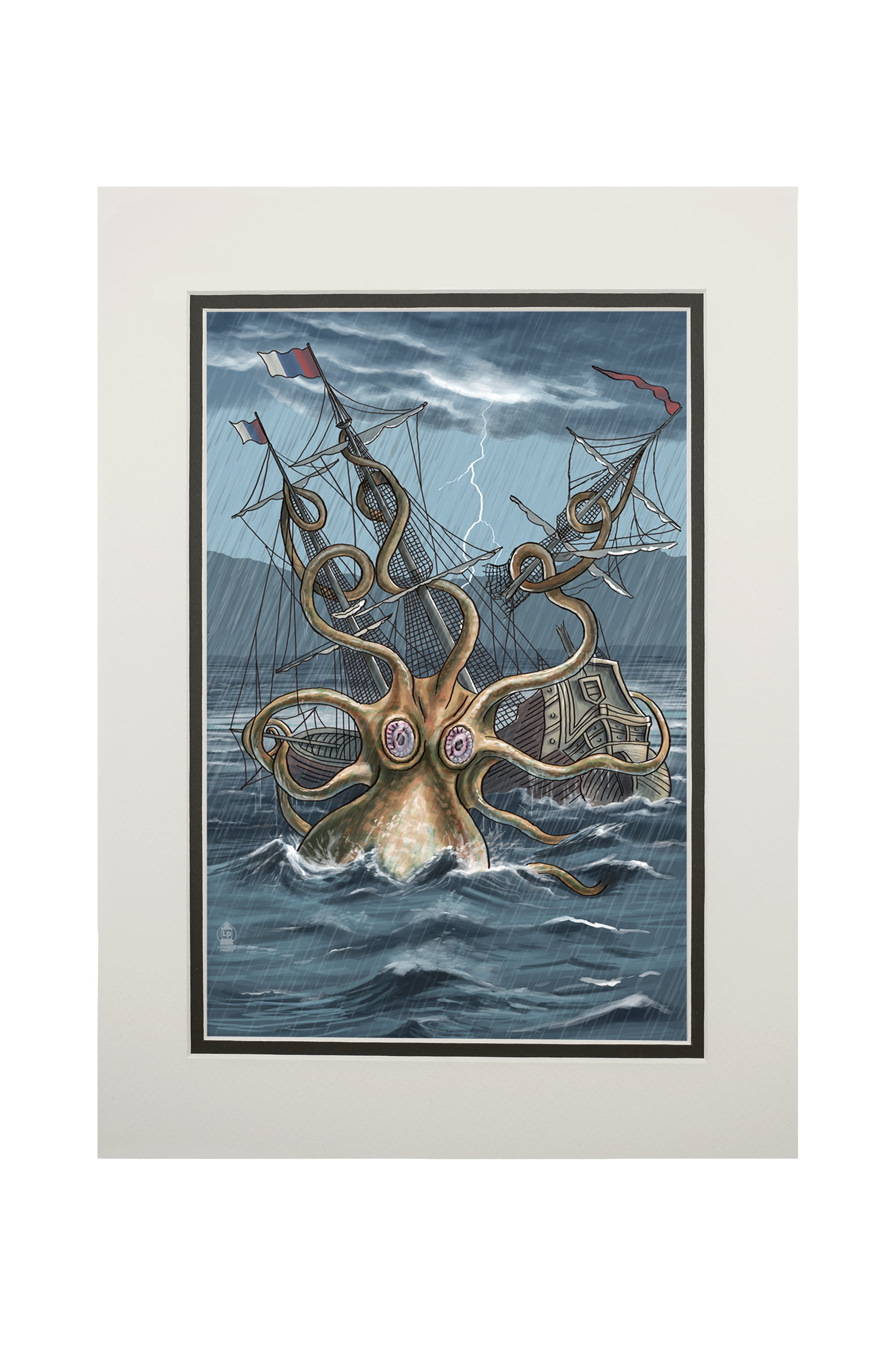 Kraken Attacking Ship Painting