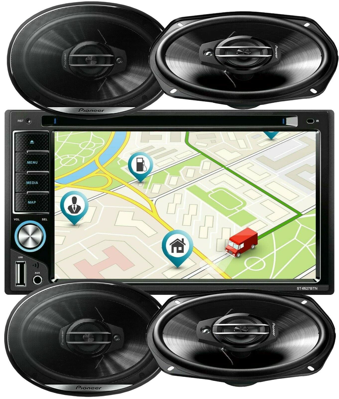 4x Pioneer 6x9 Speaker + 2DIN Car DVD CD Bluetooth Mirror Link GPS For ...